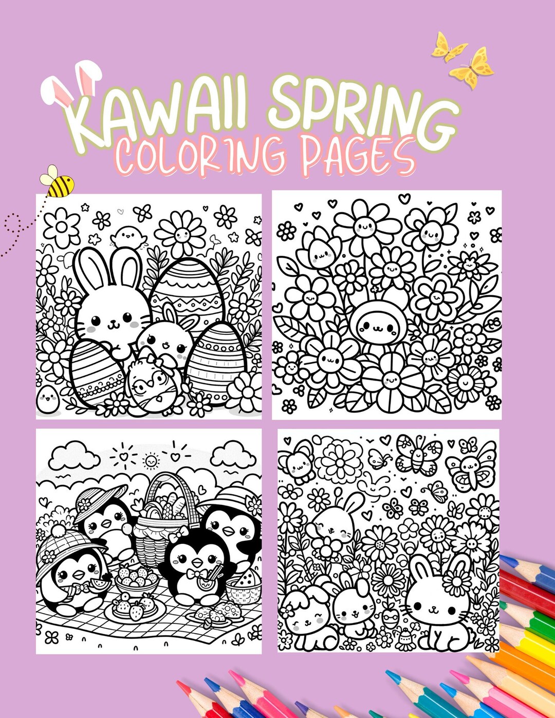 Easter Coloring Pages, Kawaii Spring Coloring Pages, Coloring Pages ...