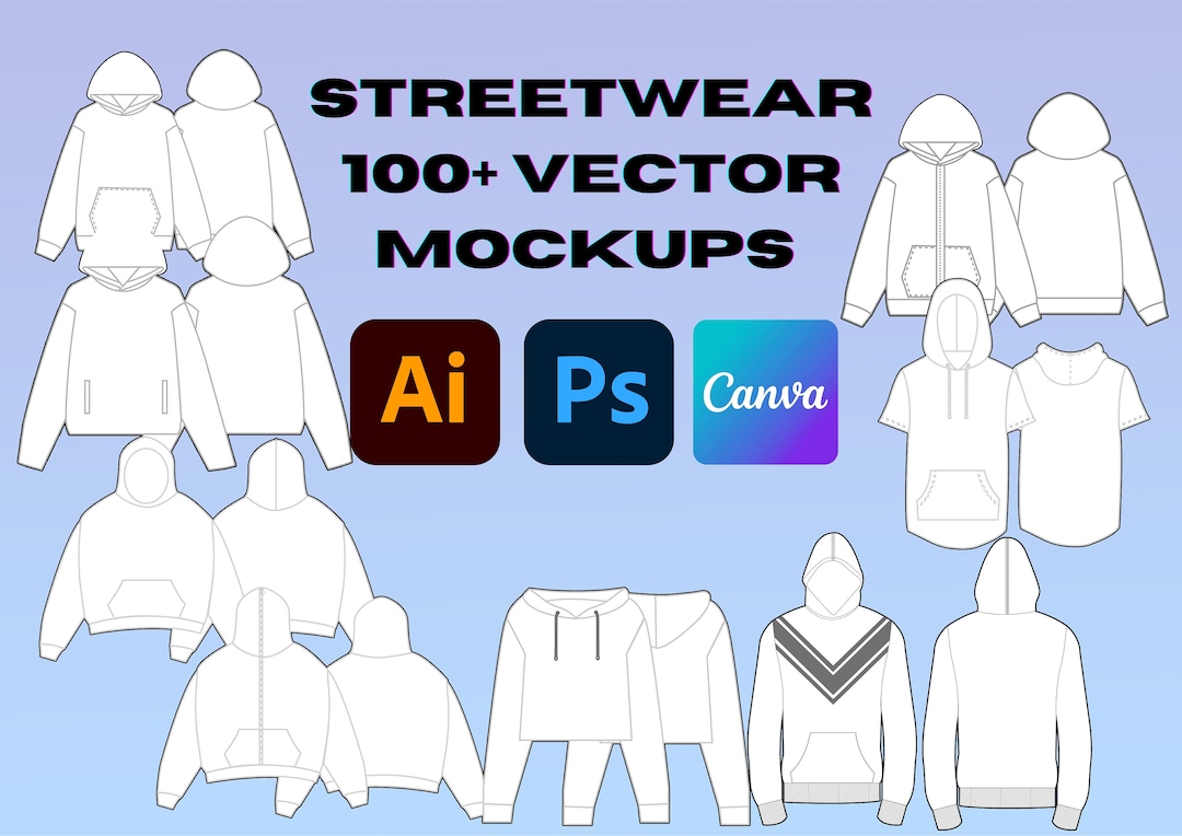 Streetwear Mockup & Fashion Vector Bundle: Tech Pack Template ...