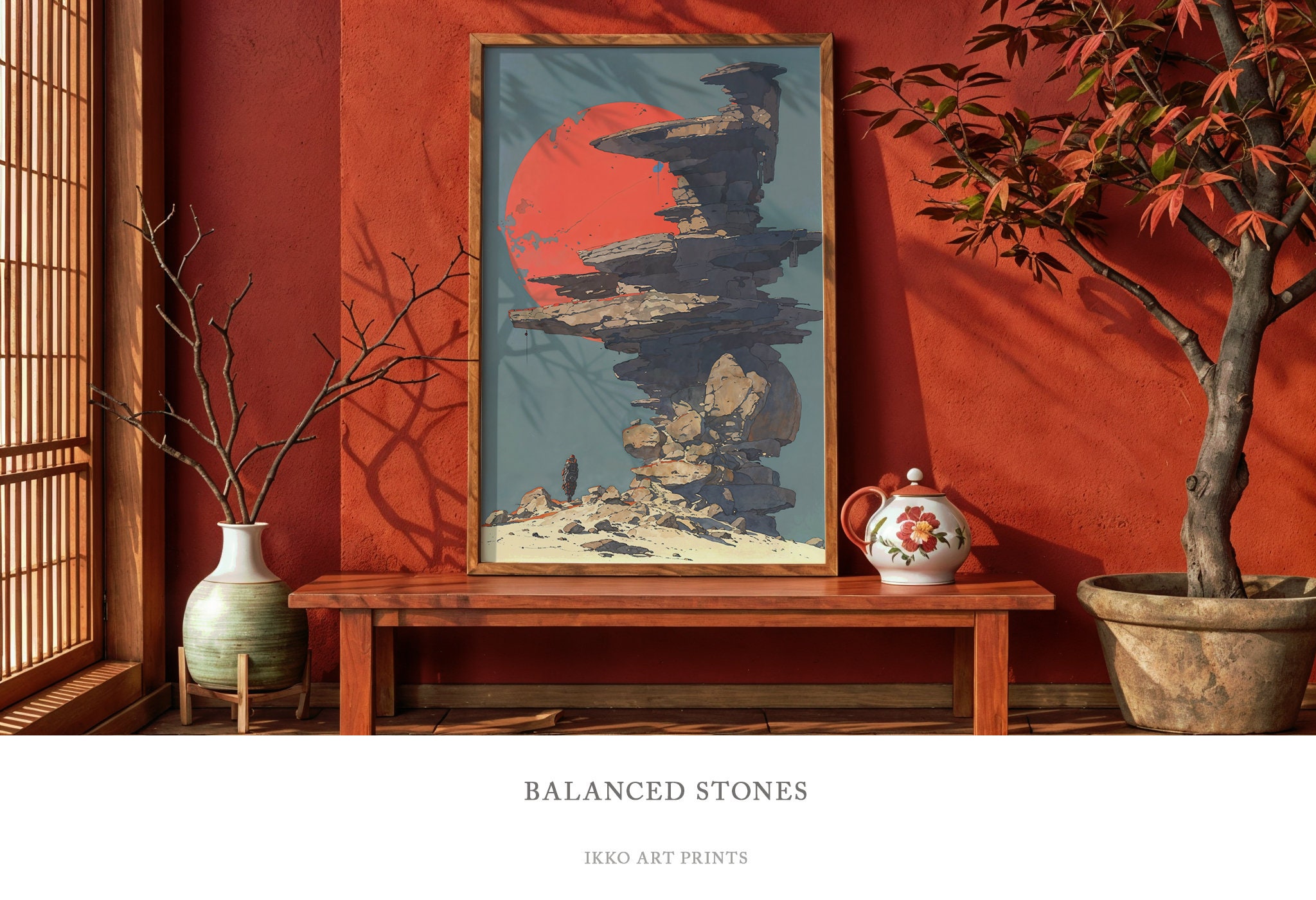 Studio Ghibli-inspired Art Print: Balanced Stones. Watercolour Fantasy ...