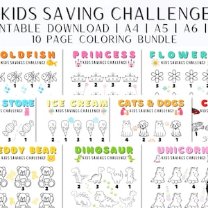 Kids Savings Challenge Printable, Learn to Save, Childrens Money Saving ...