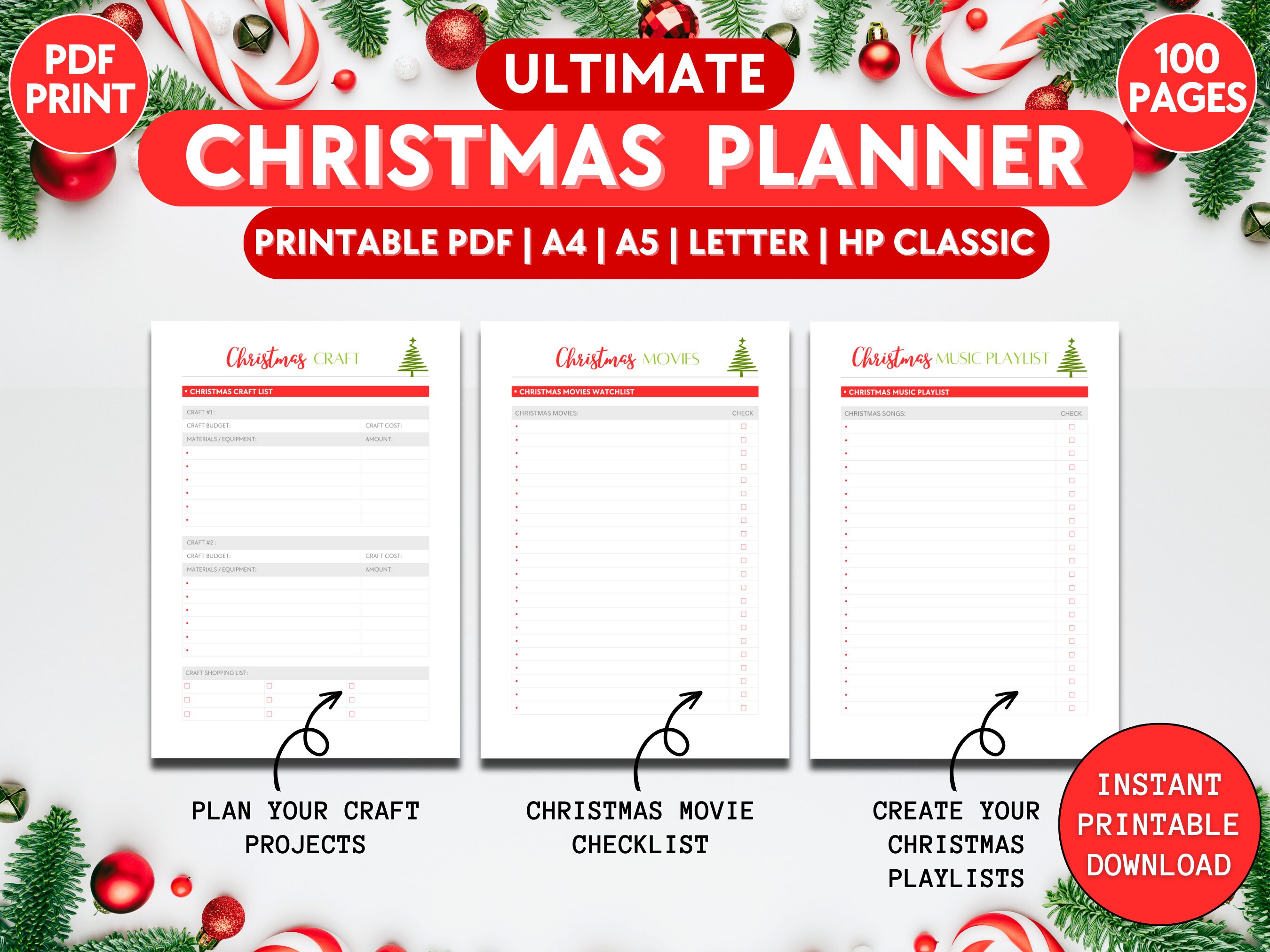 Christmas Planner Printable, Christmas Gift List, Xmas Planner ...