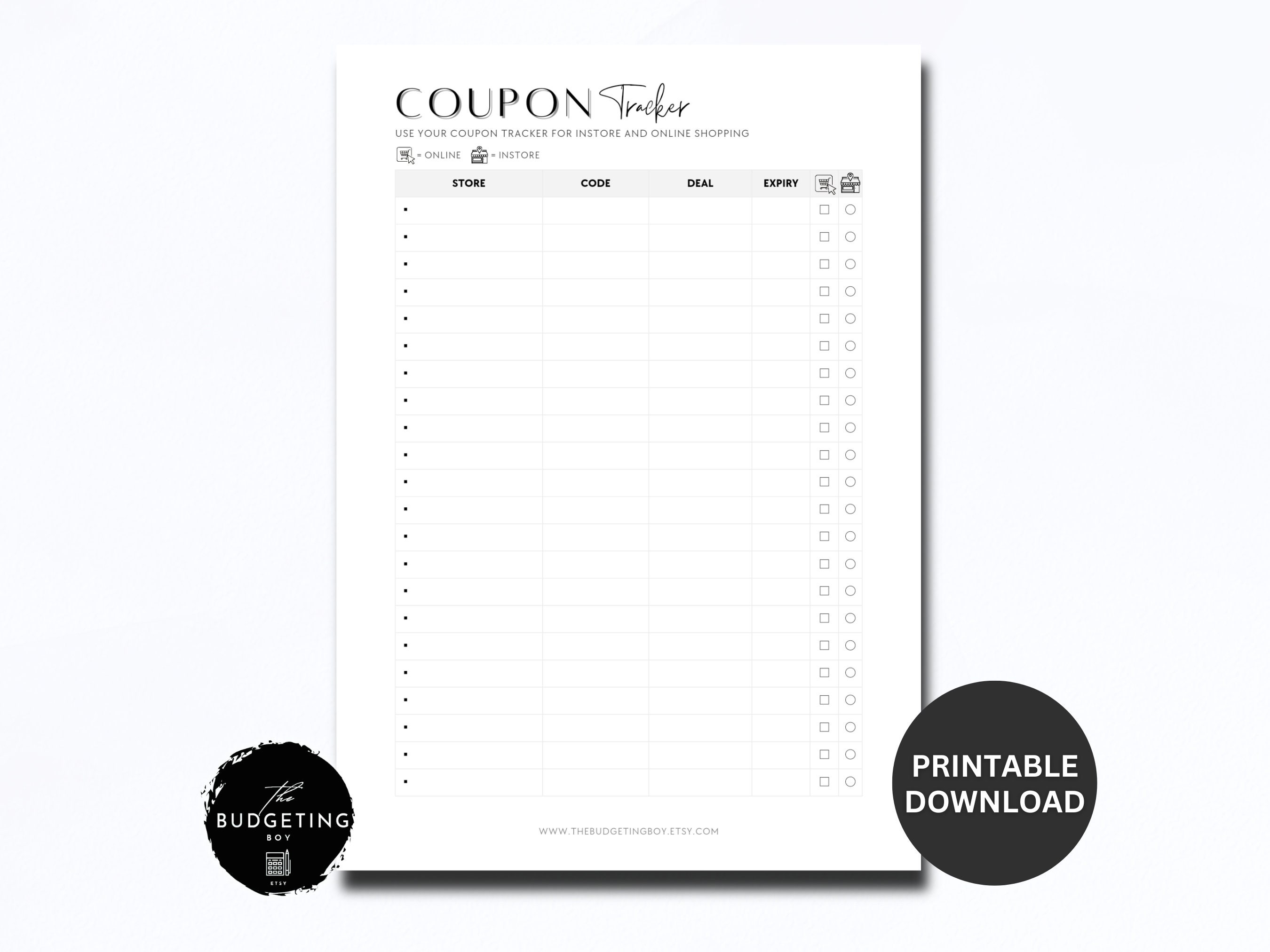 Coupon Tracker Printable Coupon List Template Couponing - Etsy