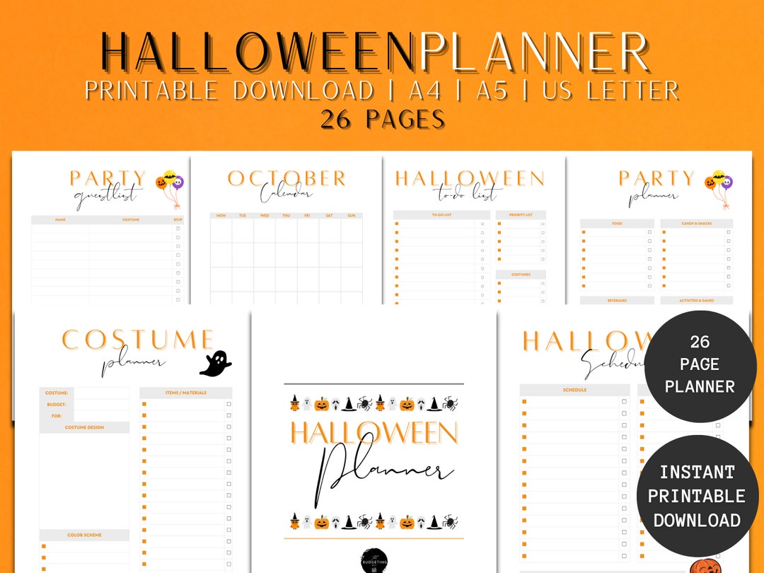 Halloween Planner Printable, Halloween Party Planner, October Calendar ...