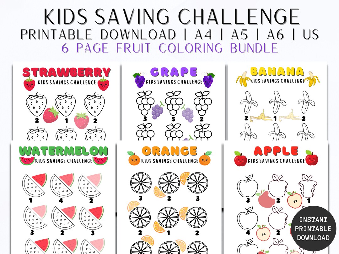 Kids Savings Challenge Printable, Learning Numbers, Learn to Save ...