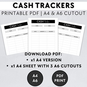 Cash Trackers Printable, Cash Tracker, A6 Cash Envelope System, Track ...