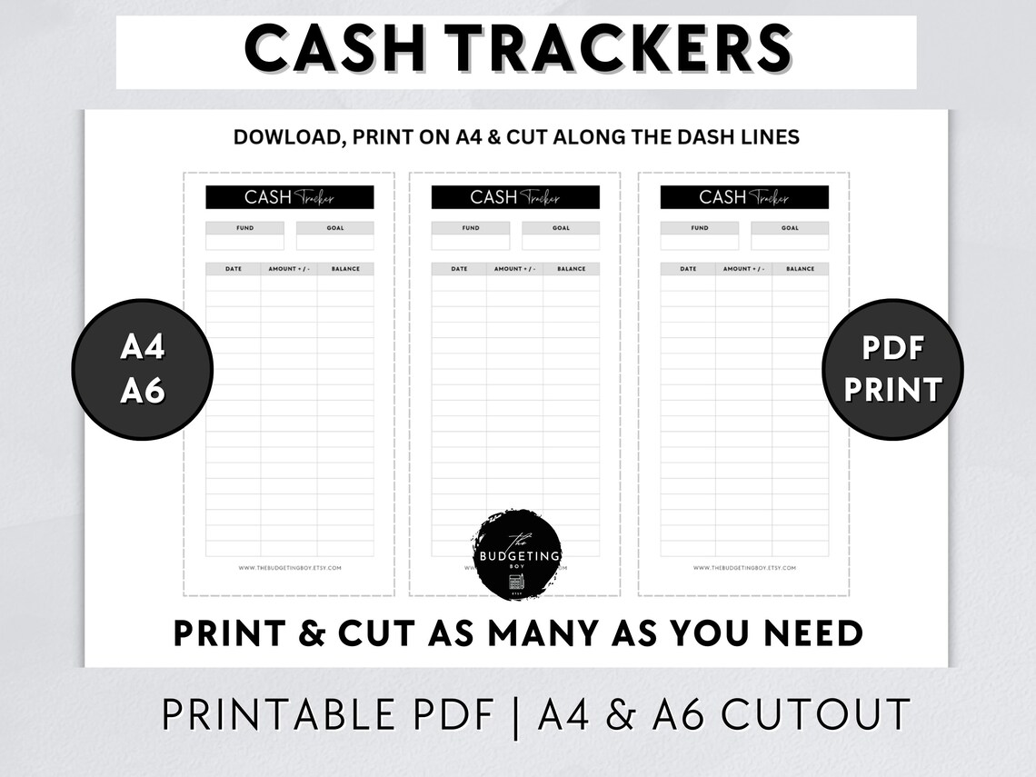 Cash Trackers Printable, Cash Tracker, A6 Cash Envelope System, Track ...