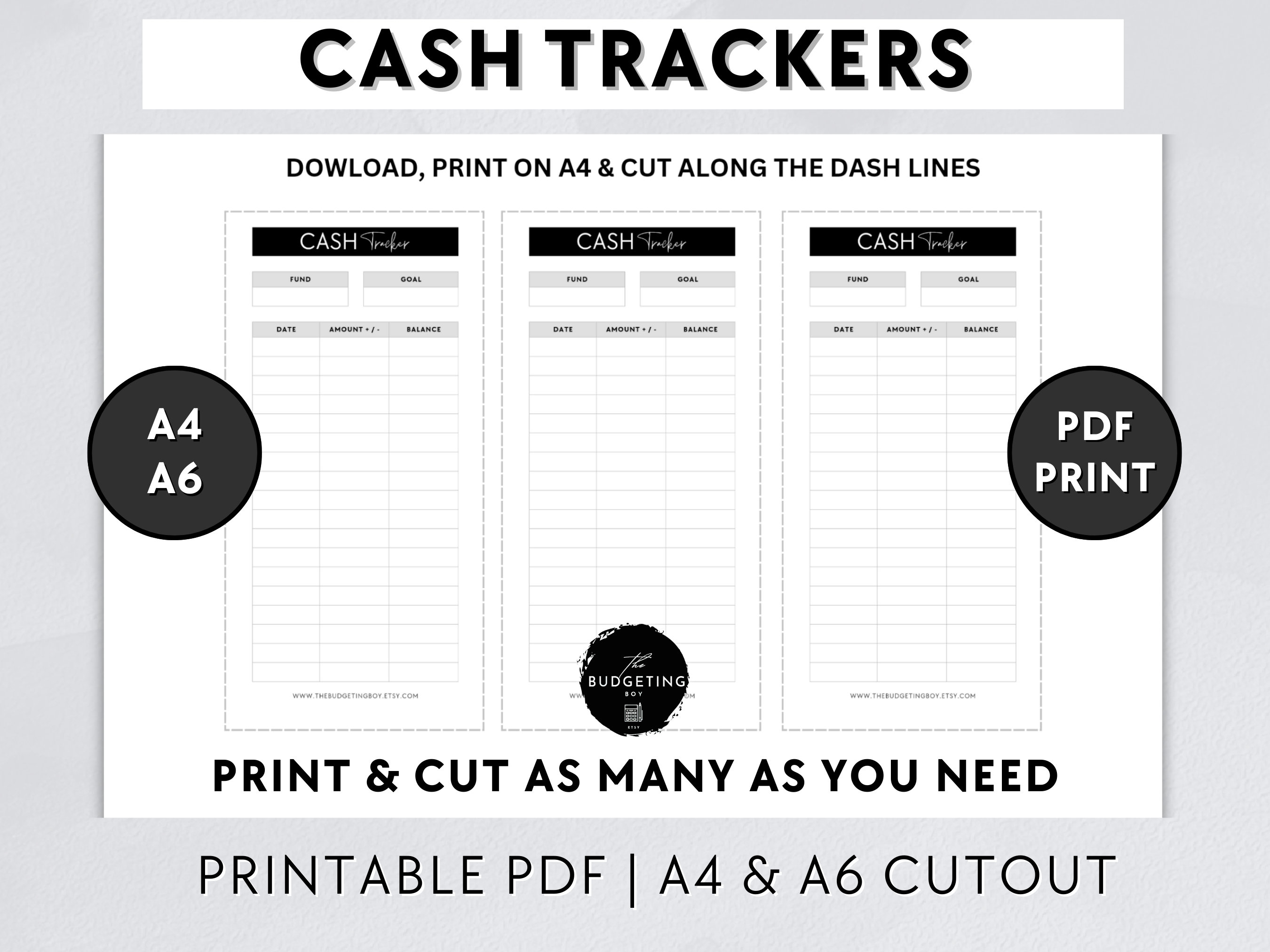Cash Trackers Printable, Cash Tracker, A6 Cash Envelope System, Track ...