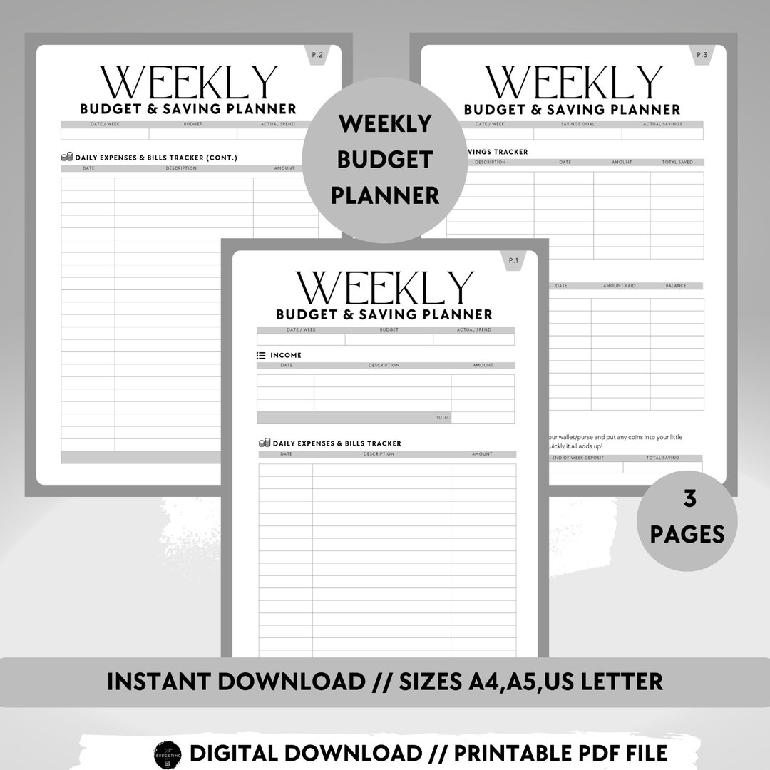 Printable Weekly Budget Planner Budget Binder Tracking - Etsy