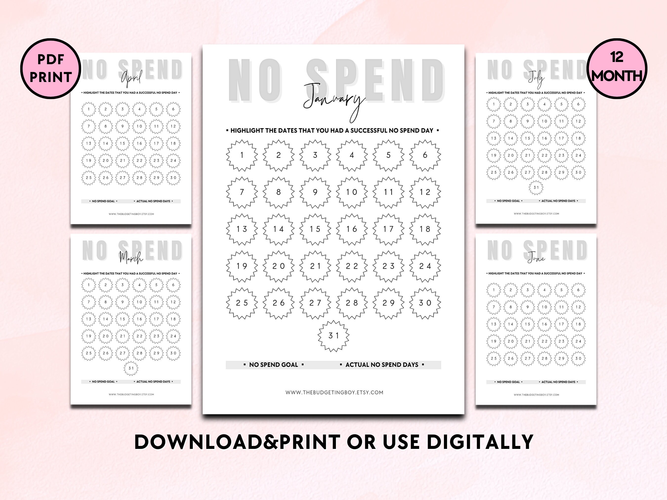 No Spend Challenge, No Spend Savings Challenge, Monthly Spending ...