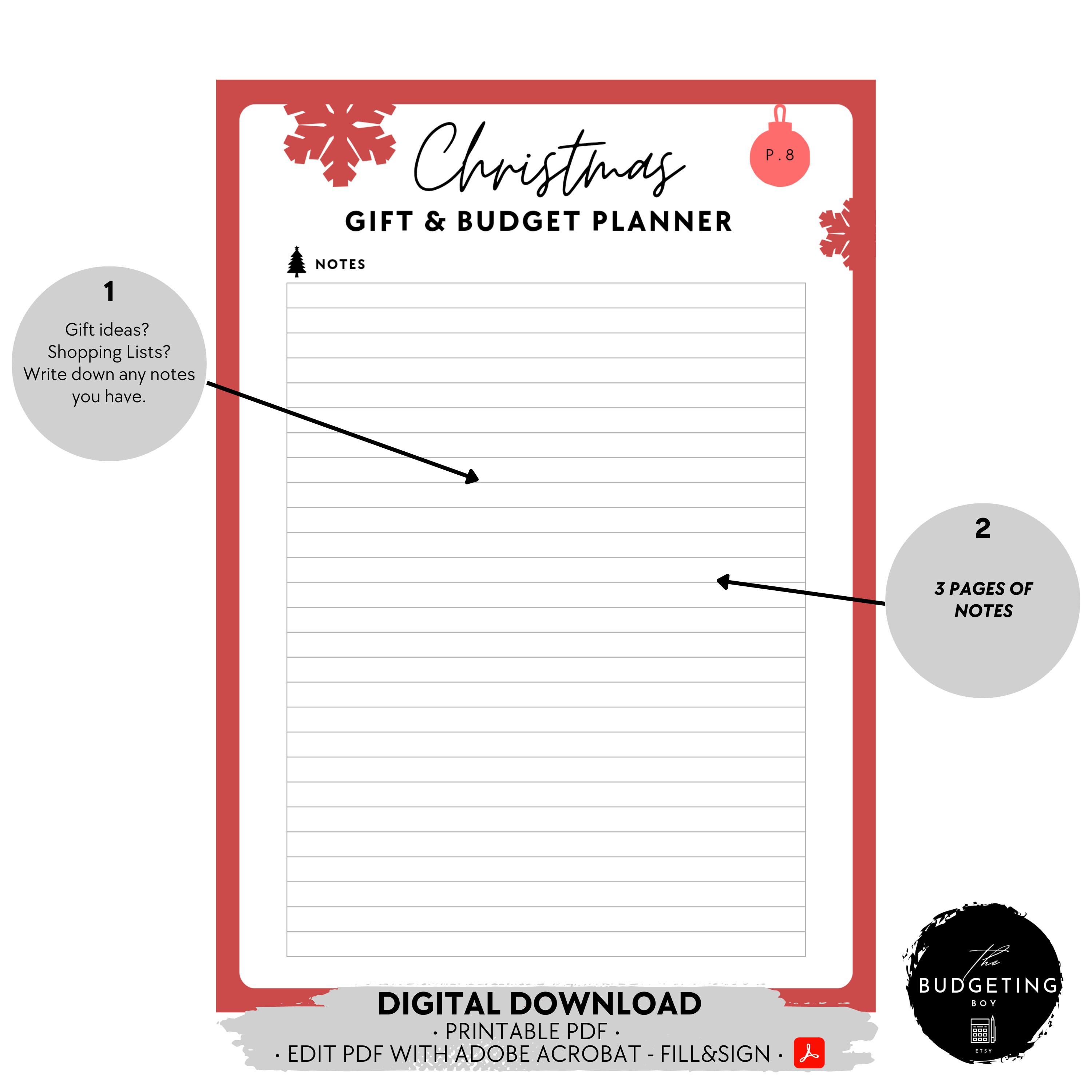 Printable Christmas Planner Christmas Budget Planner Gift - Etsy