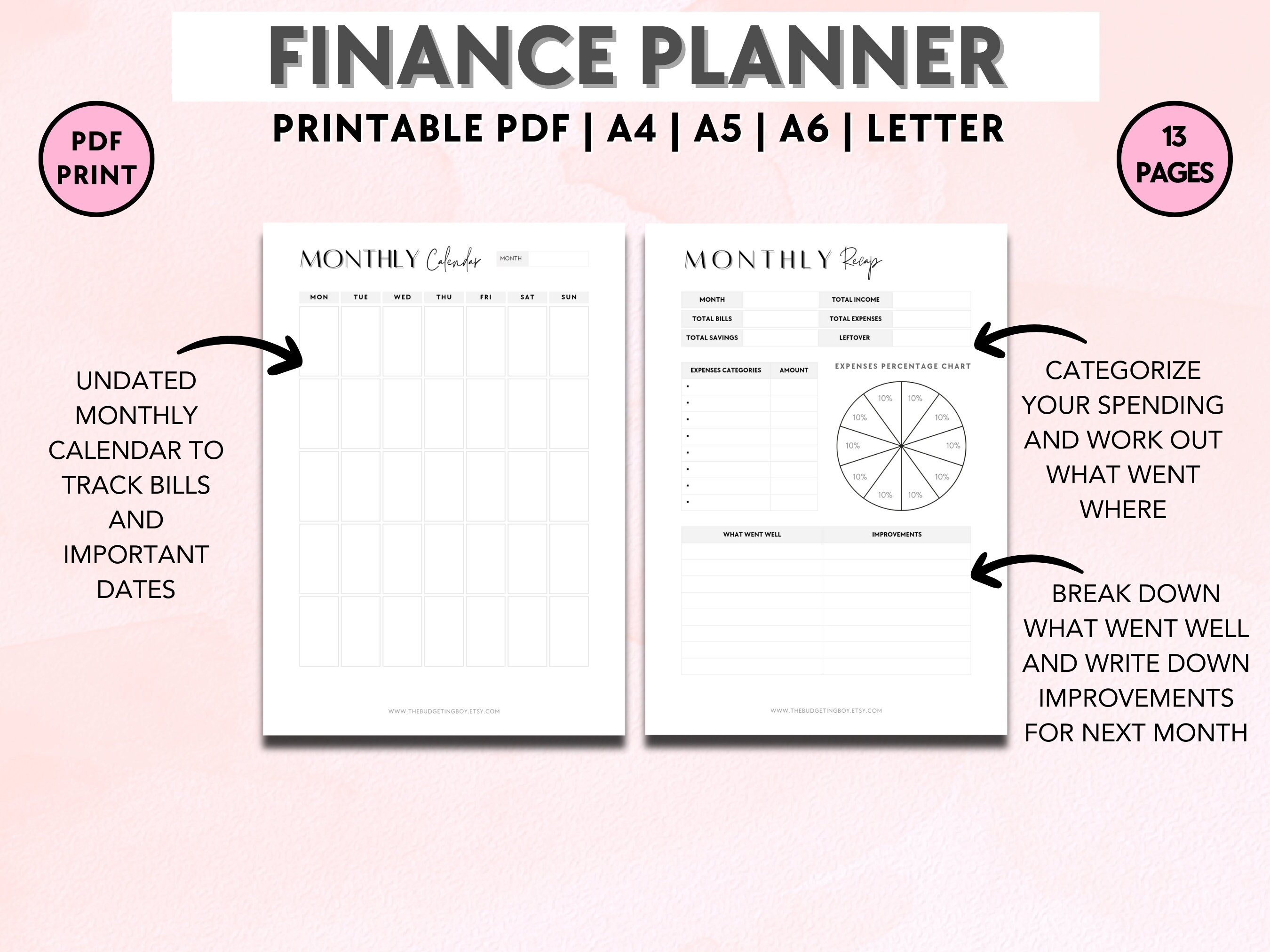 Monthly Budget Planner Budgeting Finance Printable Track - Etsy