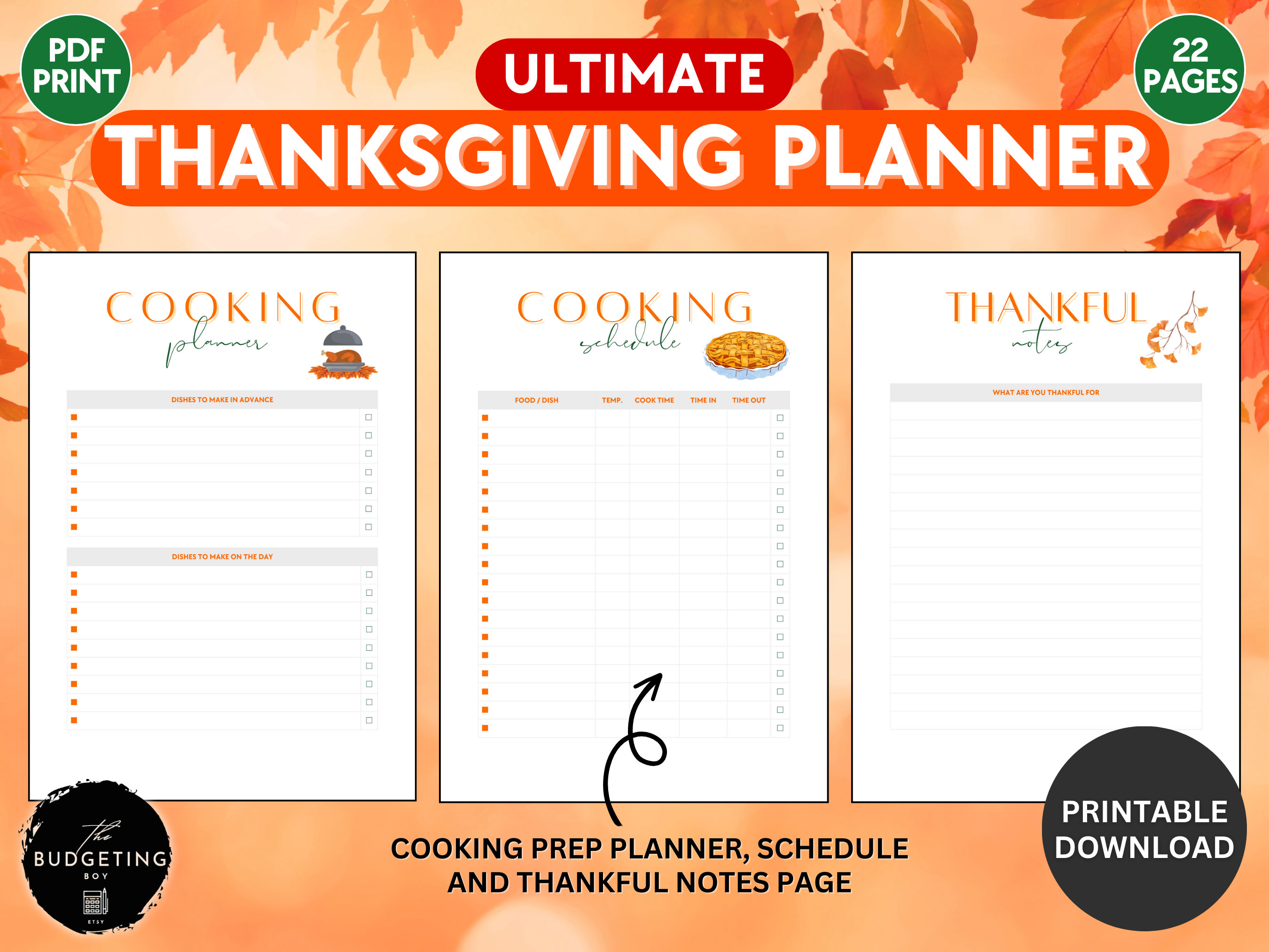 Thanksgiving Planner Printable, Holiday Calendar Schedule, Decor Plan ...