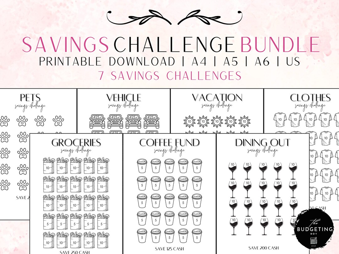 Printable Savings Challenge Bundle Cash Stuffing Challenges - Etsy ...
