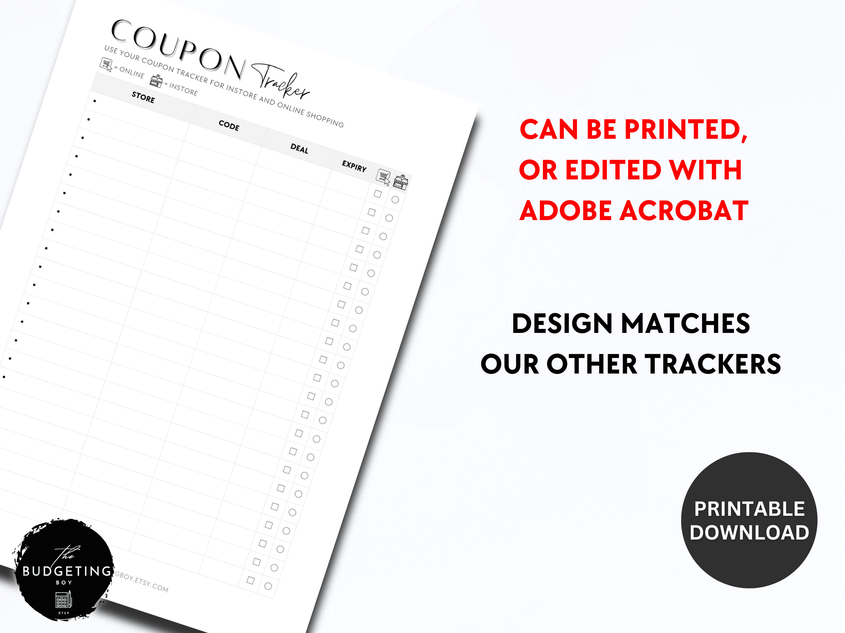 Coupon Tracker Printable Coupon List Template Couponing - Etsy