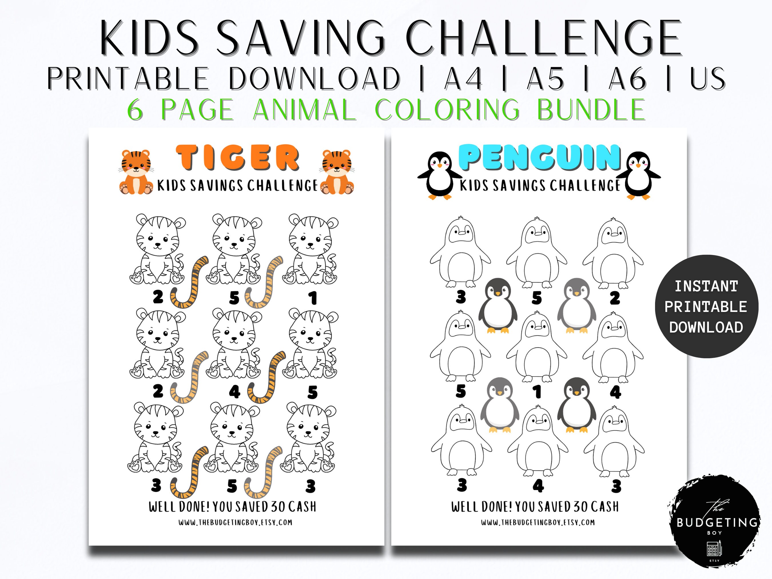 Kids Savings Challenge Printable Learning Numbers Learn to - Etsy UK