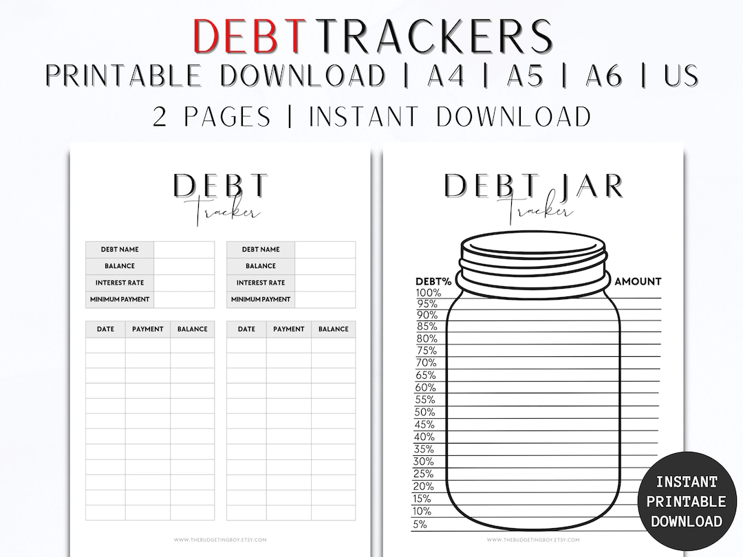 Loan Debt Tracker Printable, Debt Payment Tracker, Debt Jar Template ...
