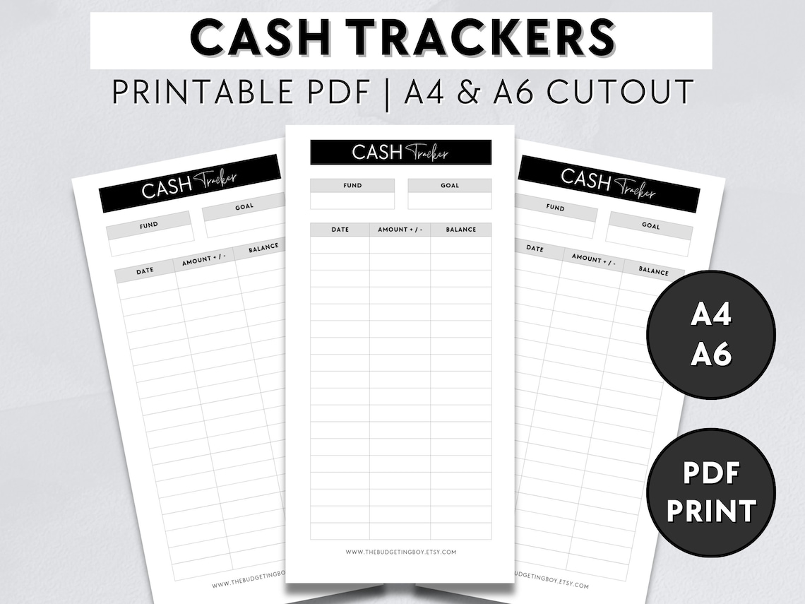 Cash Trackers Printable, Cash Tracker, A6 Cash Envelope System, Track ...
