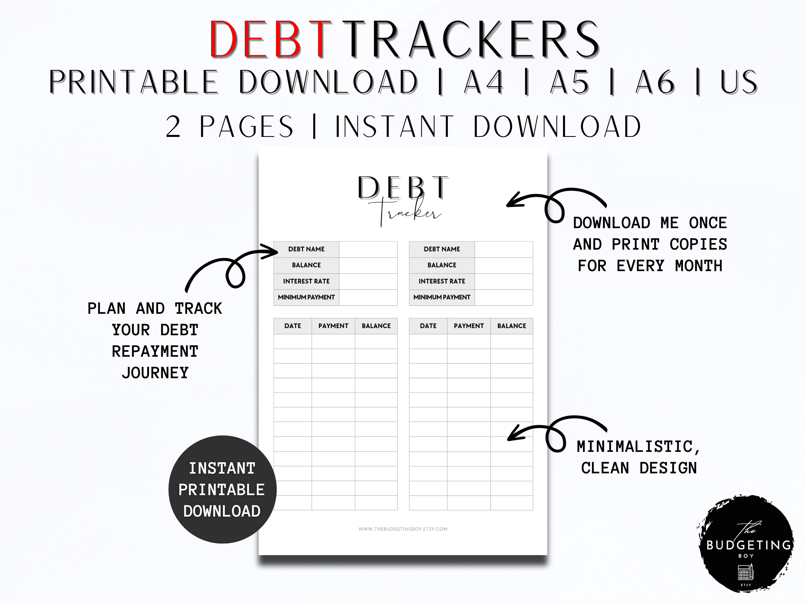 Loan Debt Tracker Printable, Debt Payment Tracker, Debt Jar Template ...