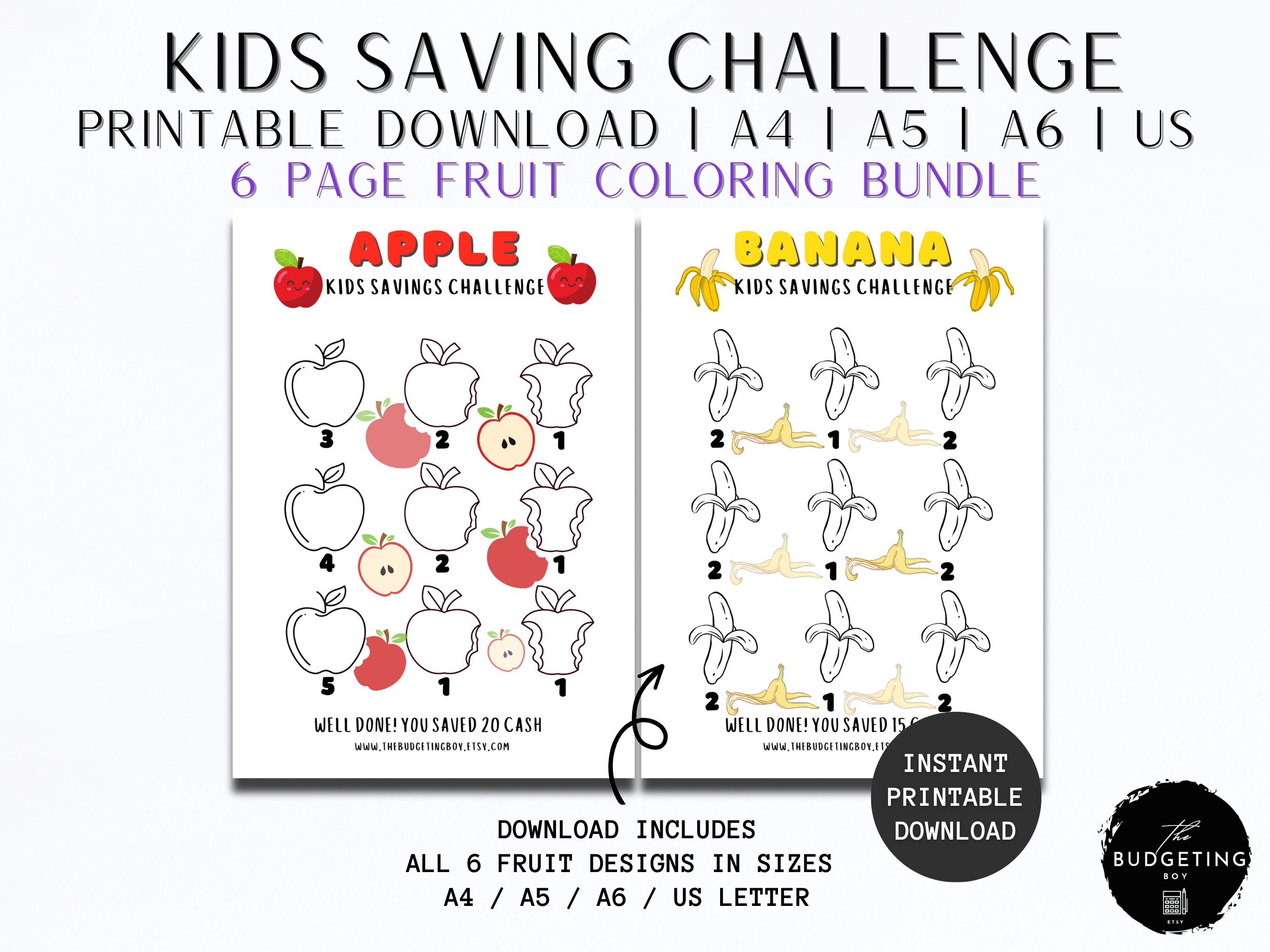 Kids Savings Challenge Printable, Learning Numbers, Learn to Save ...