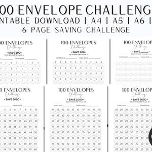 100 Envelope Savings Challenge, 100 Envelopes Saving Challenge, A6 Cash ...