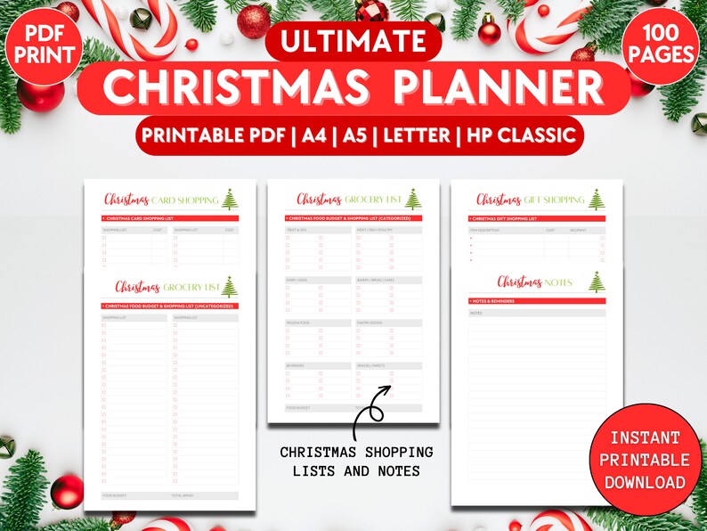 Christmas Planner Printable, Christmas Gift List, Xmas Planner ...