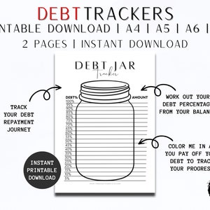 Loan Debt Tracker Printable, Debt Payment Tracker, Debt Jar Template ...