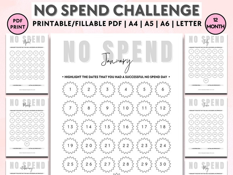 No Spend Challenge, No Spend Savings Challenge, Monthly Spending ...