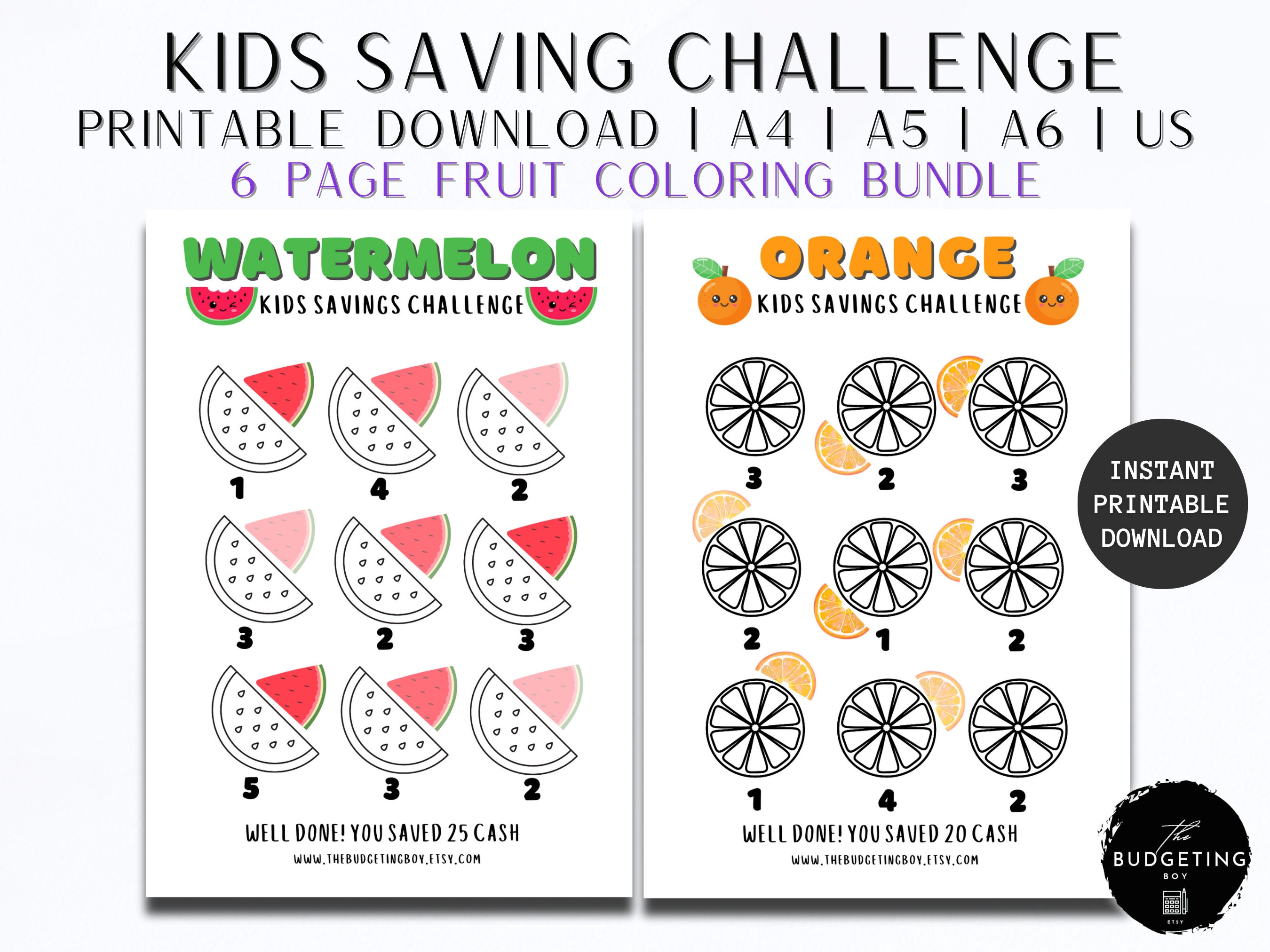 Kids Savings Challenge Printable, Learning Numbers, Learn to Save ...