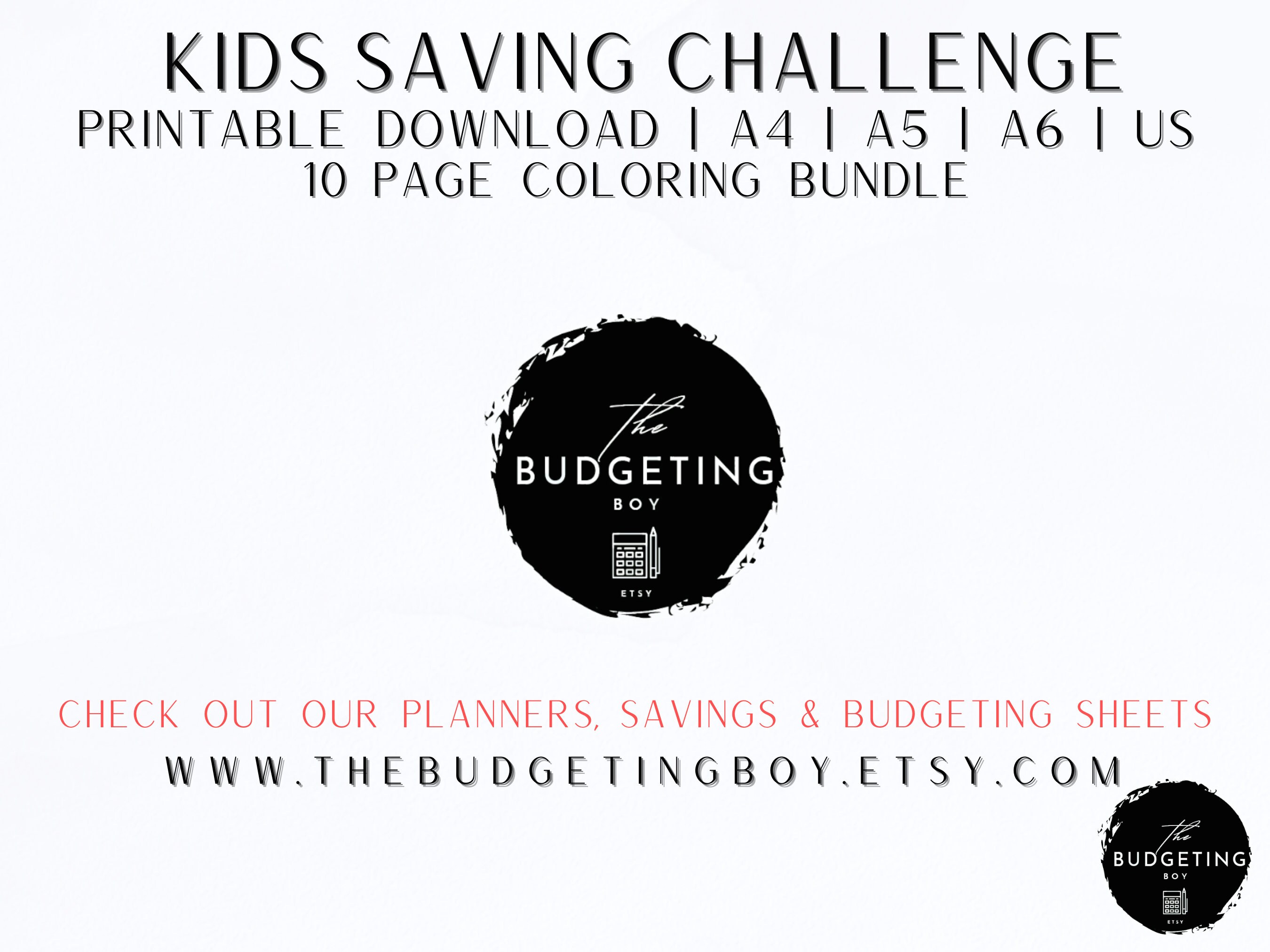 Kids Savings Challenge Printable, Learn to Save, Childrens Money Saving ...