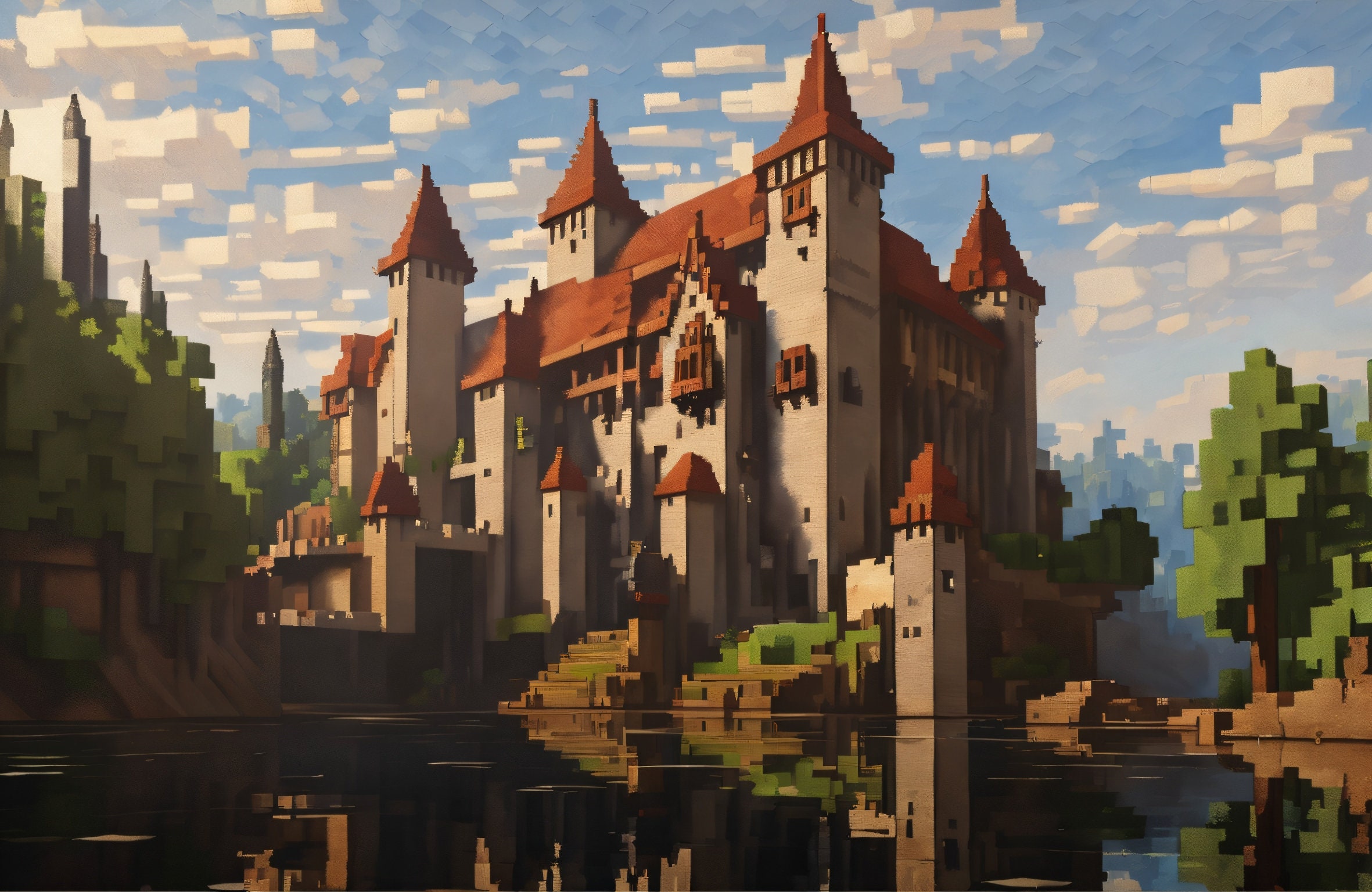 Minecraft Oil Painting, Minecraft Pixel Art Gift, Minecraft Digital ...