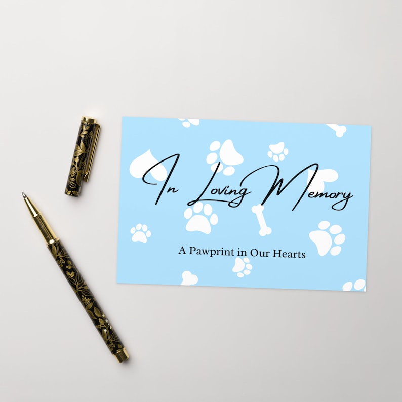 In Loving Memory: Pawprints in Our Hearts Pet Loss Sympathy Card With ...
