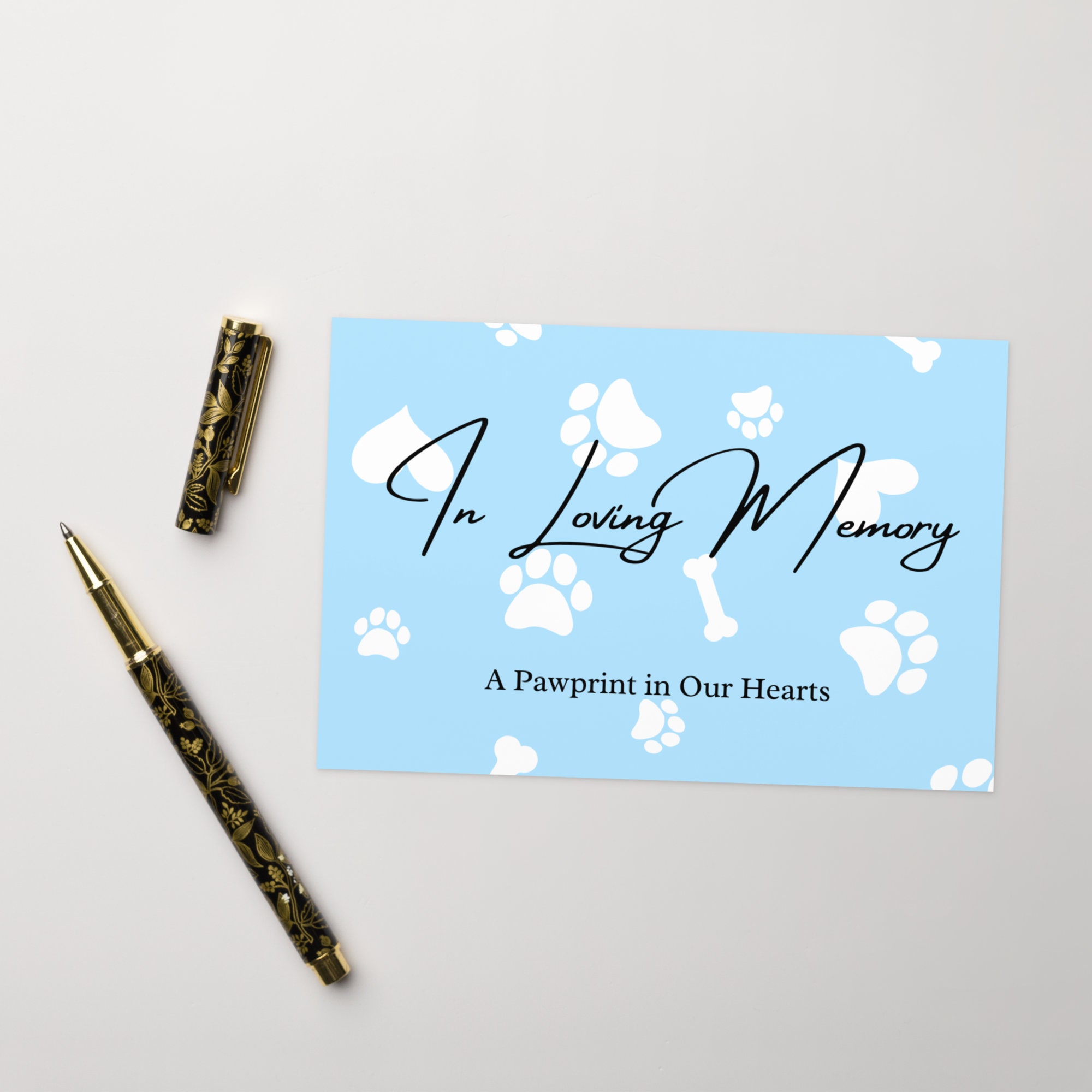 In Loving Memory: Pawprints in Our Hearts Pet Loss Sympathy Card With ...