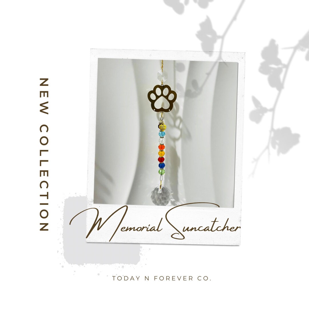 Pet Memorial Suncatcher- 7 Chakras, Rainbow Bridge,paw Print,pet Loss ...