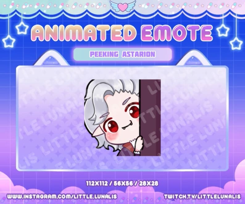 Cute Animated Astarion Peeking Emote for Twitch Streamers, Youtube ...