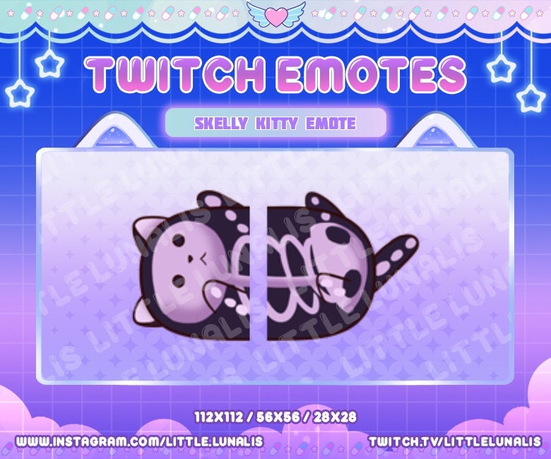 Cute Skeleton Kitty Emote for Twitch Streamers, Discord, Youtube ...