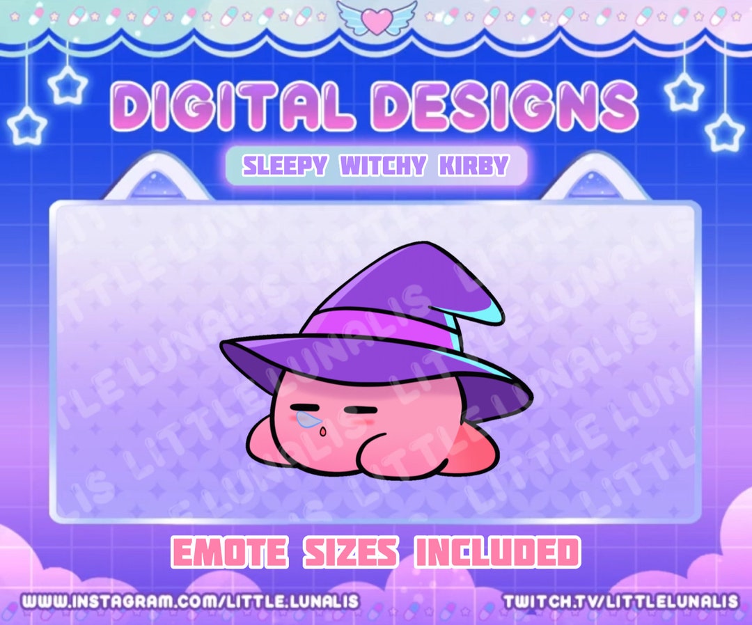 Animated Sleepy Witch Kirby Digital Design - Gif, Twitch, Halloween, Cute, Twitch, Stream ...