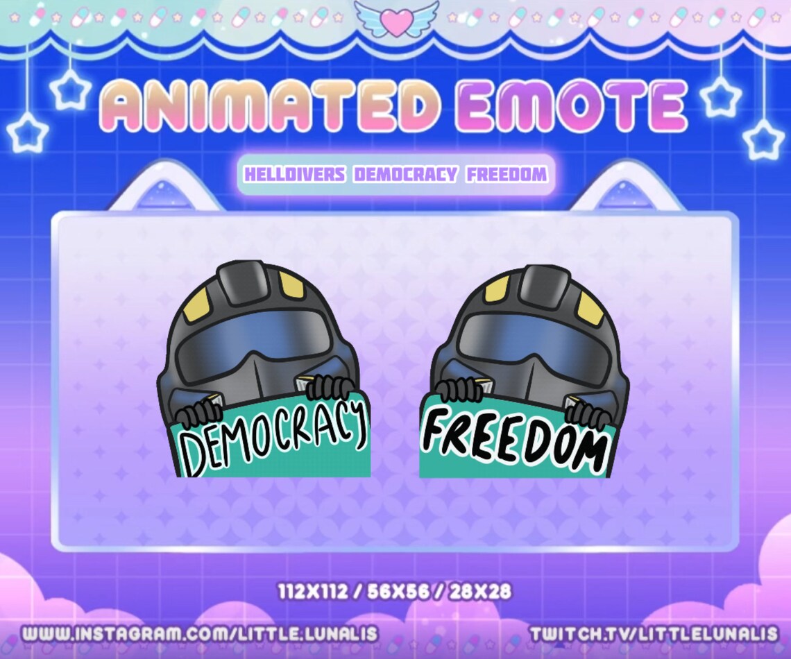 Cute Animated Helldivers Democracy & Freedom Emote for Twitch Streamers ...