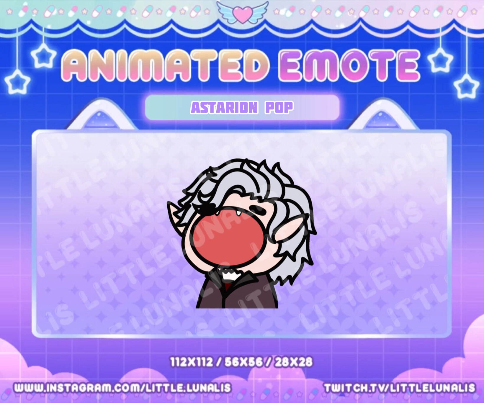 Animated Cute Astarion Pop Emote for Twitch, Youtube, Discord - Baldurs ...