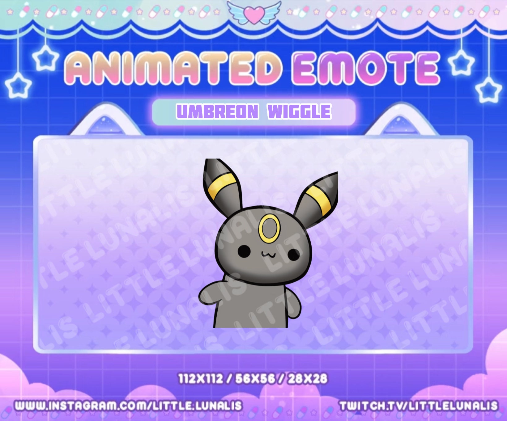 Animated Cute Umbreon Wiggle Emote for Twitch Streamers, Youtube ...