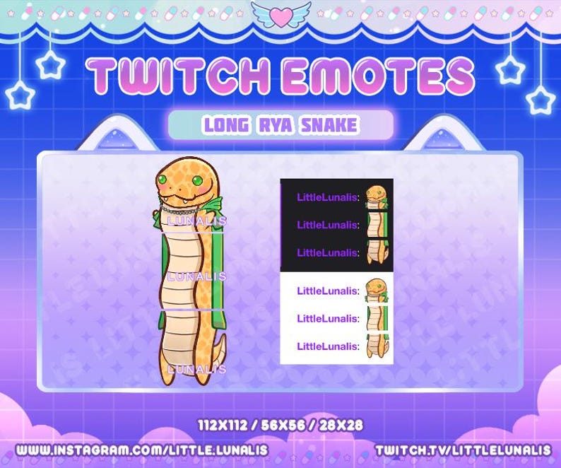 Cute Long Rya Snake Emote | Twitch Streamers | Discord | Youtube ...