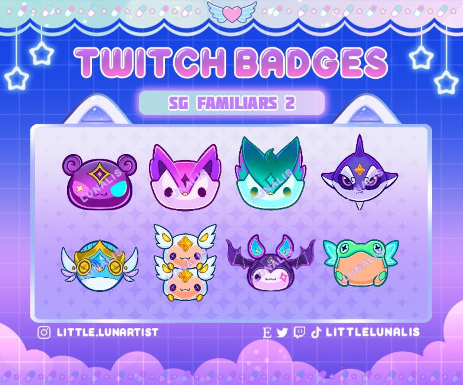 8 Cute Star Guardian Familiars Sub Badges for Twitch Streamers - Pet, Animals, Creatures - Etsy