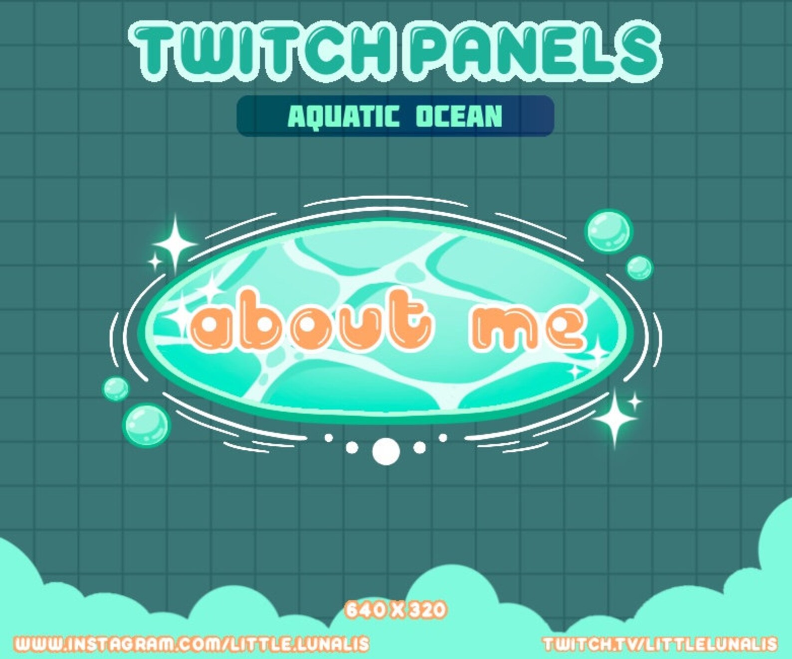 Turquoise Aquatic Ocean Twitch Panel for Twitch Streamers - Water ...