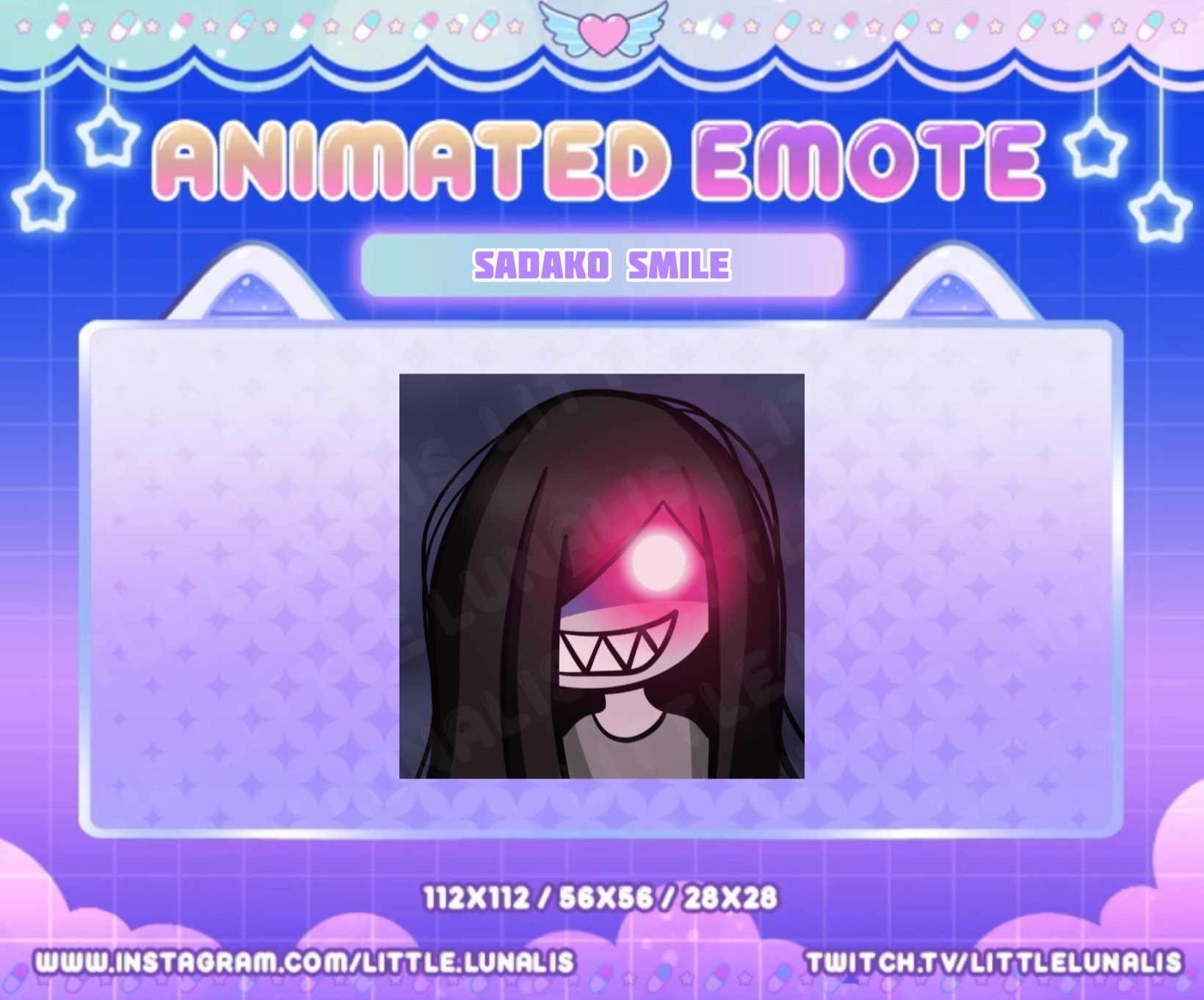 Animated Spooky Sadako Smile Emote for Twitch Streamers, Discord ...