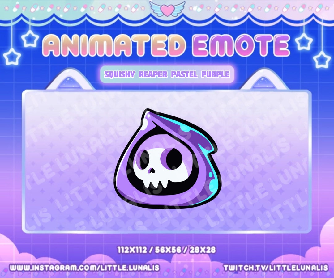 Animated Squishy Pastel Purple Reaper Skull Emote for Twitch - Etsy