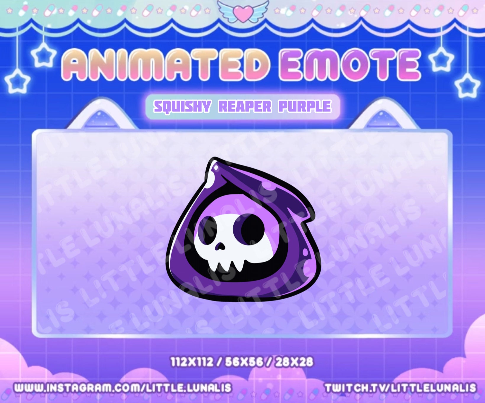 Animated Squishy Purple Reaper Skull Emote for Twitch Streamers ...