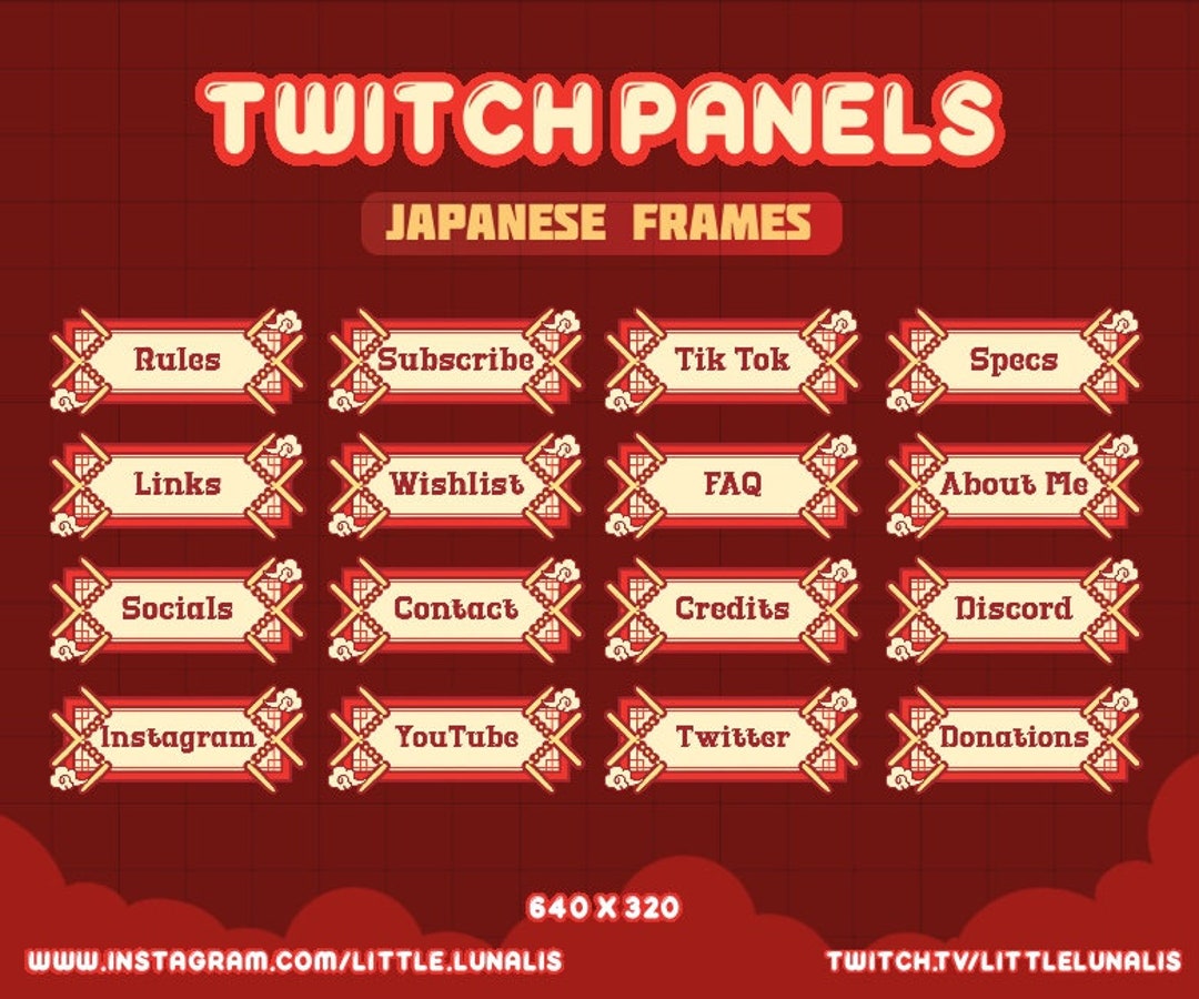 Red Japanese Frame Twitch Panel for Twitch Streamers - Clouds, Beads ...