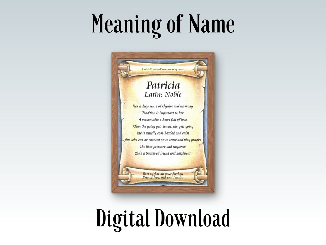 Printable Meaning of Name Scroll A4 Digital Download 40th 50th 60th ...
