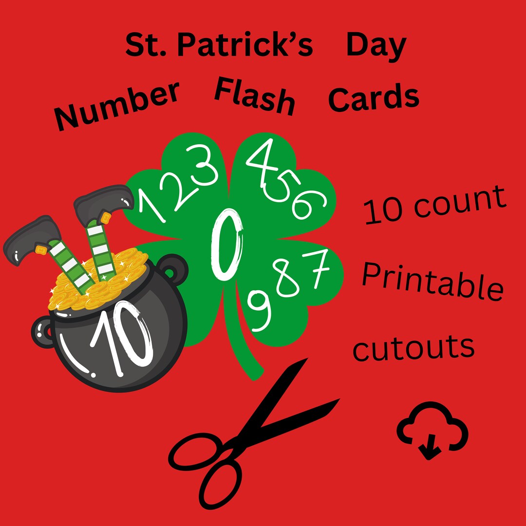 St Patrick's Day Number Flash Cards for Pre-k Thru 1st Grade Good for ...