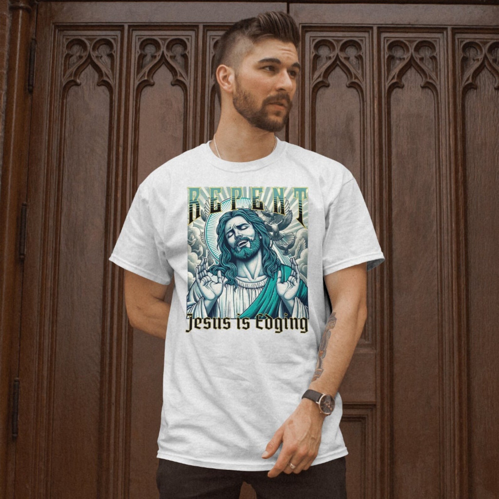 Repent Jesus is Edging Vintage 90s Graphic Shirt, Jesus Shirt, Ex ...