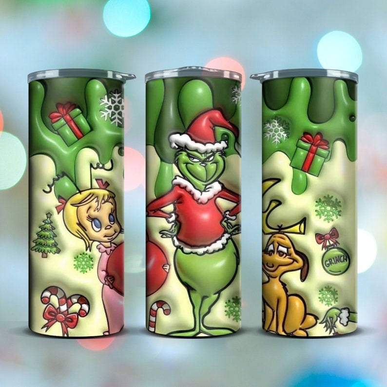 Grinch Yellow 3D Puff 20 Oz. Tumbler or Wrap - Etsy
